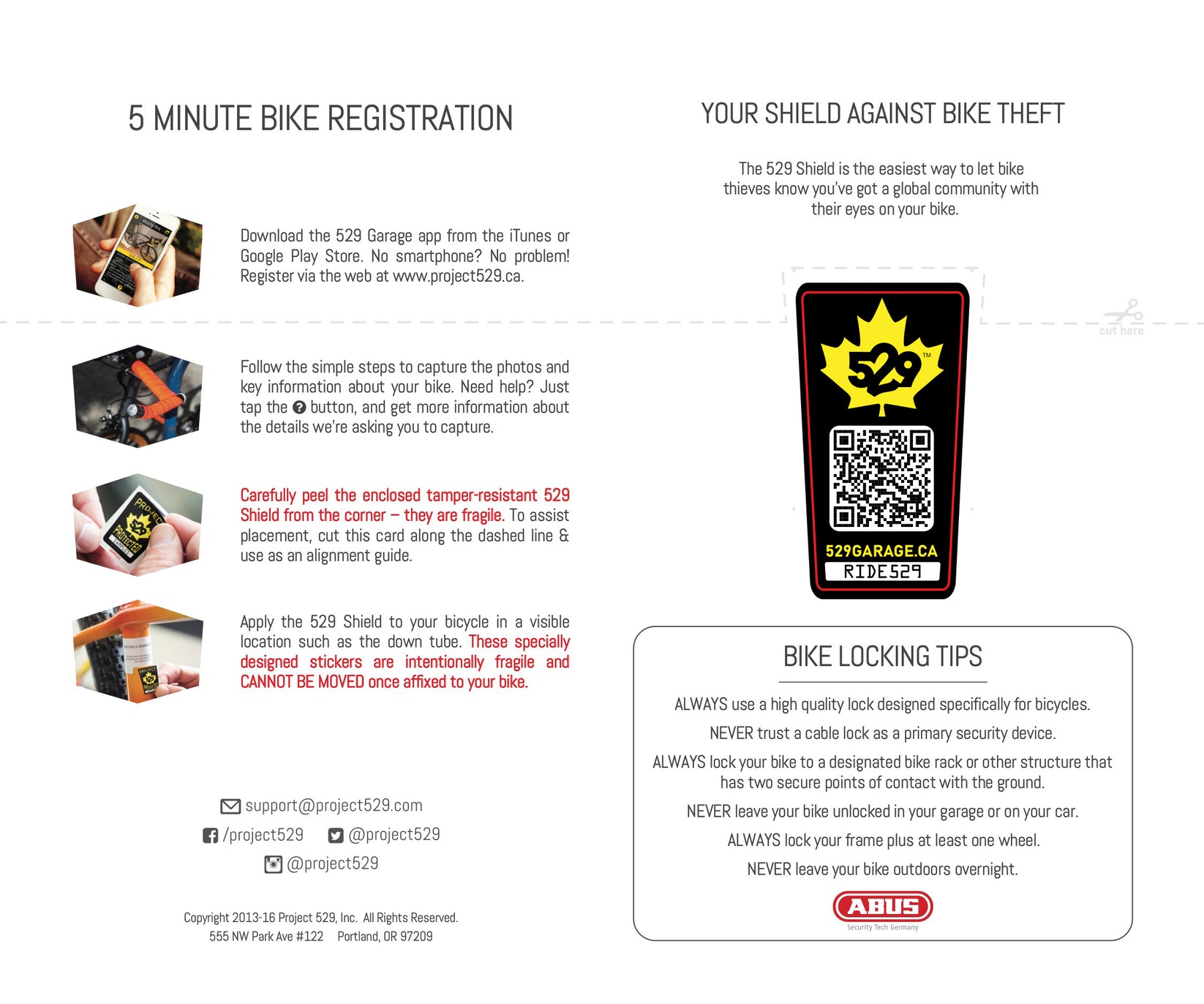 529 Shield (529 Garage Bicycle Registration Kit - Canadian Edition ...