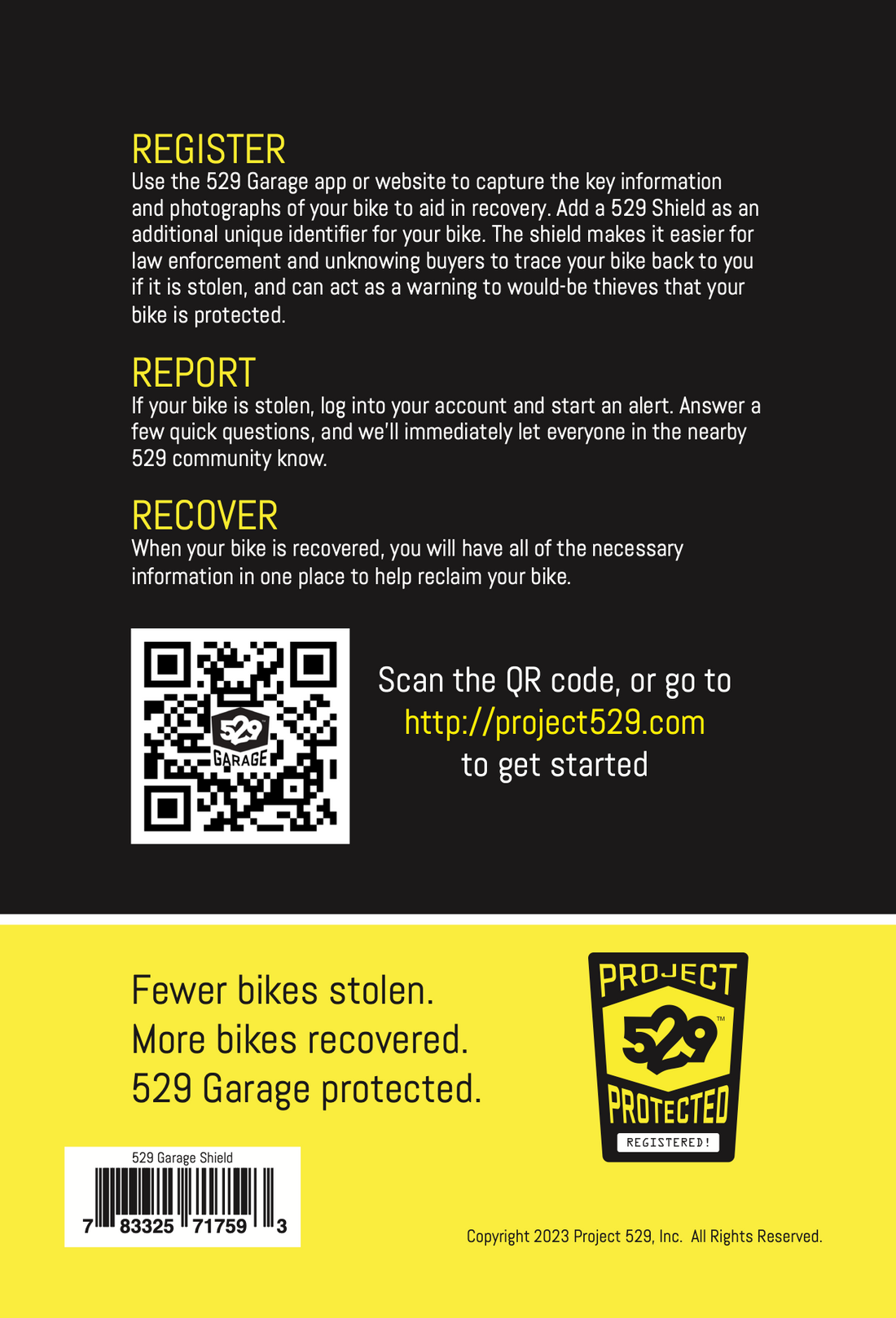 529 Shield (529 Garage Bicycle Registration Kit - US Edition) – Project 529